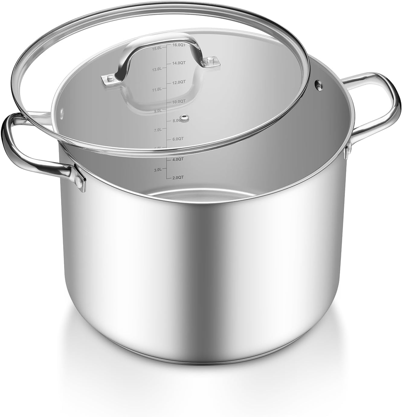 16QT Stock Pot, Stainless Steel Stockpot Large Induction Cooking Pot ...