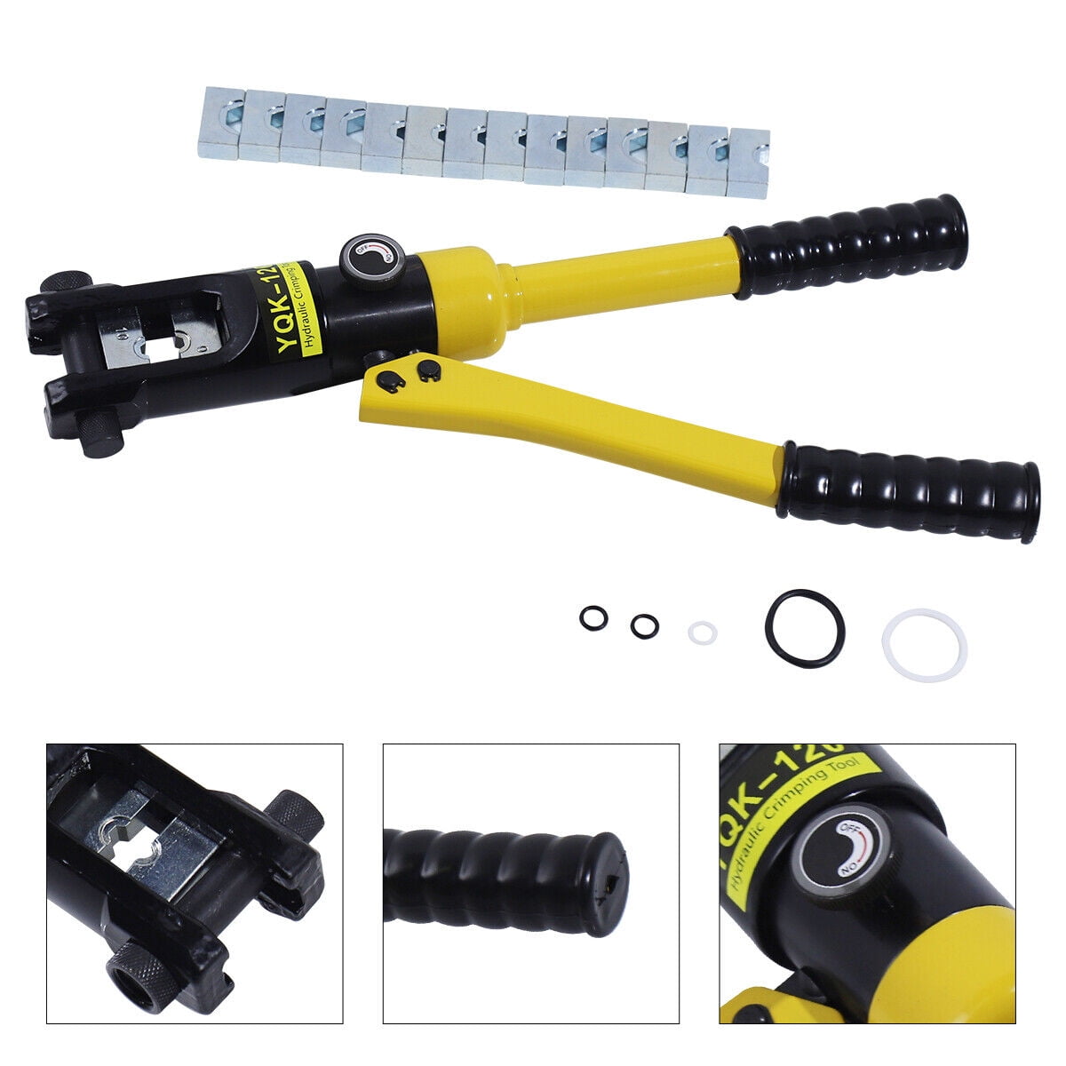 16T 8 Dies Hand Hydraulic Wire Crimper Crimping Tool Battery Cable Lug ...