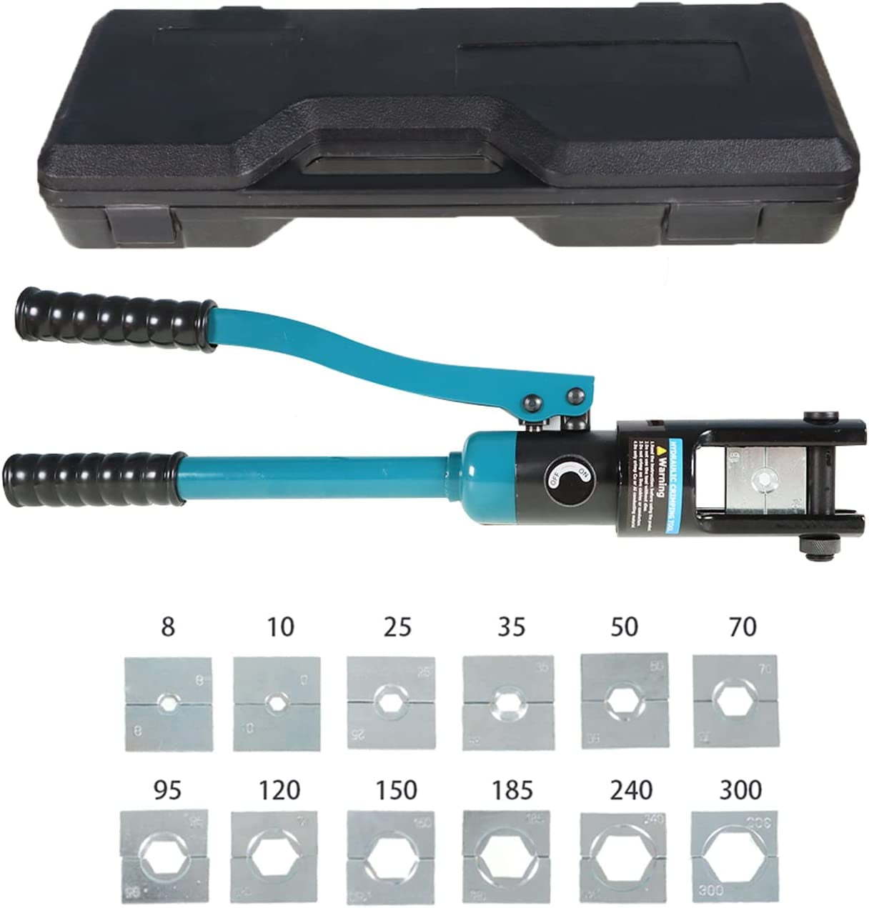 16T Hand Hydraulic Crimper with 9 AWG to 600 Hydraulic Crimper, Cable ...