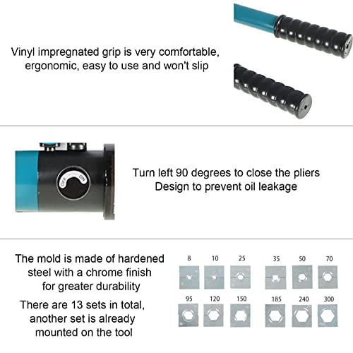 16T Hand Hydraulic Crimper with 9 AWG to 600 MCM Hydraulic Crimper ...