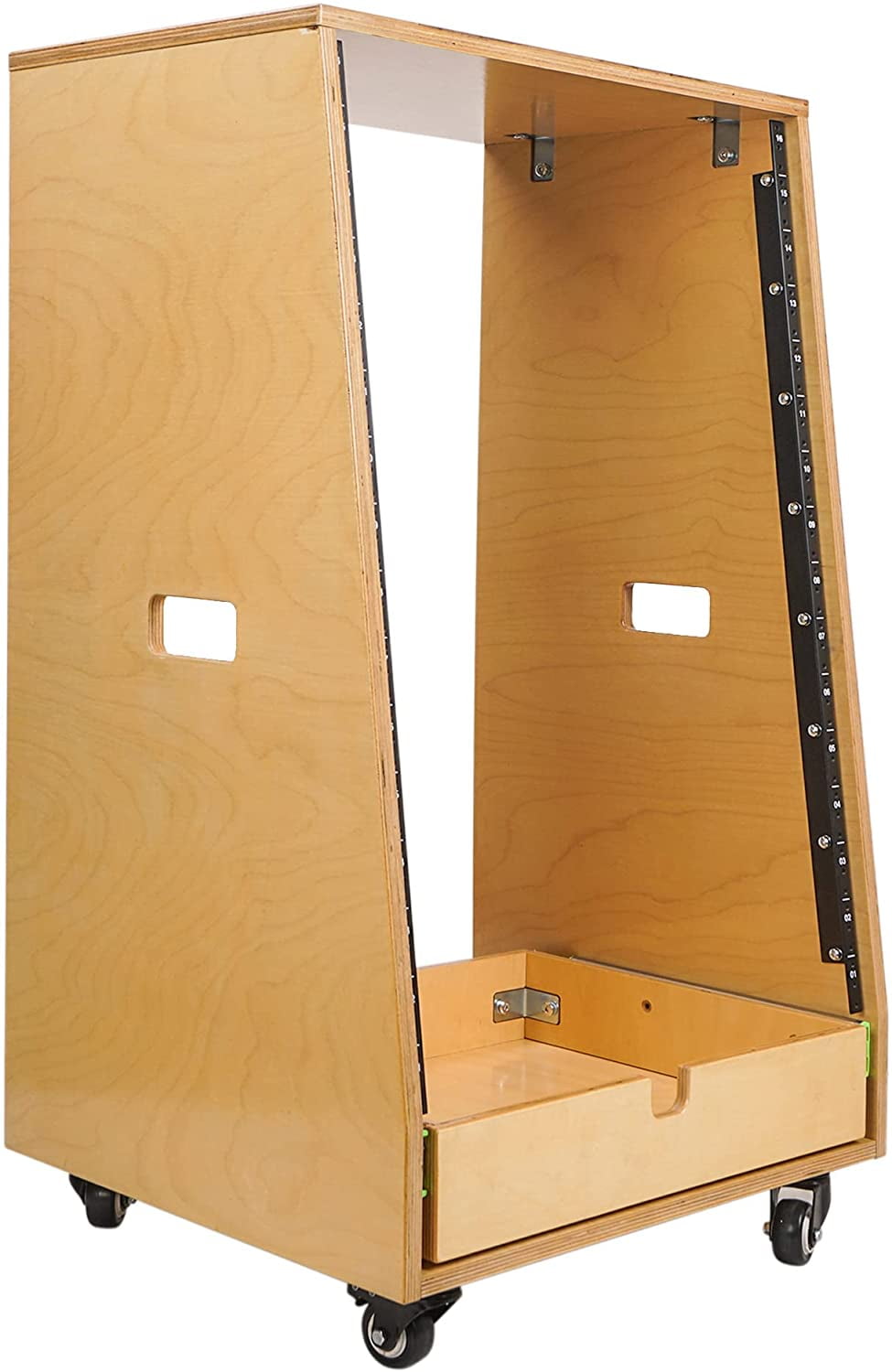 16U DIY Solid Baltic Birch Plywood Slanted Studio Rack with 16U Rack ...