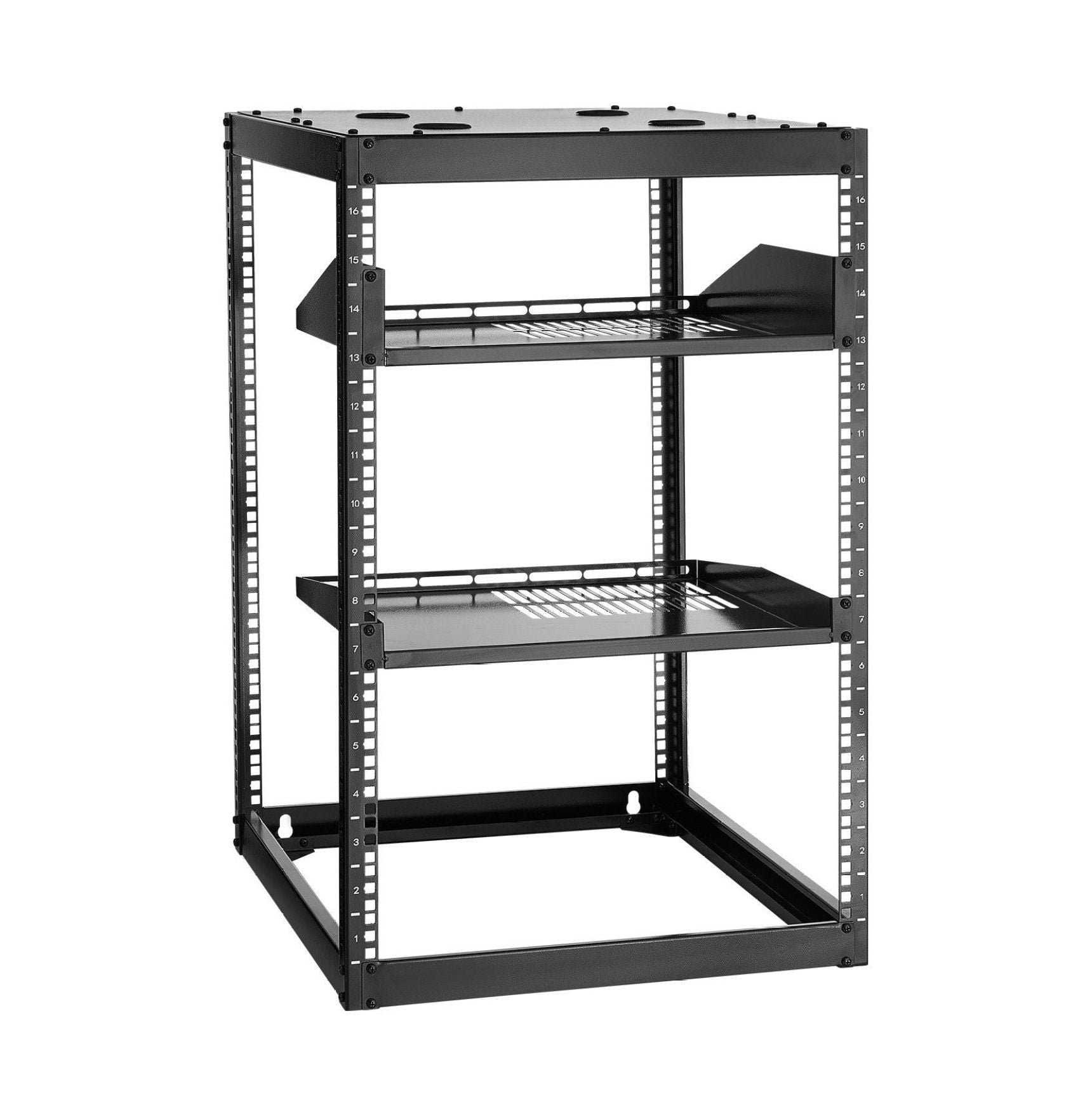 16U Open Frame Server Rack, 23" Deep, Wall Mountable, Heavy Duty 4-Post ...