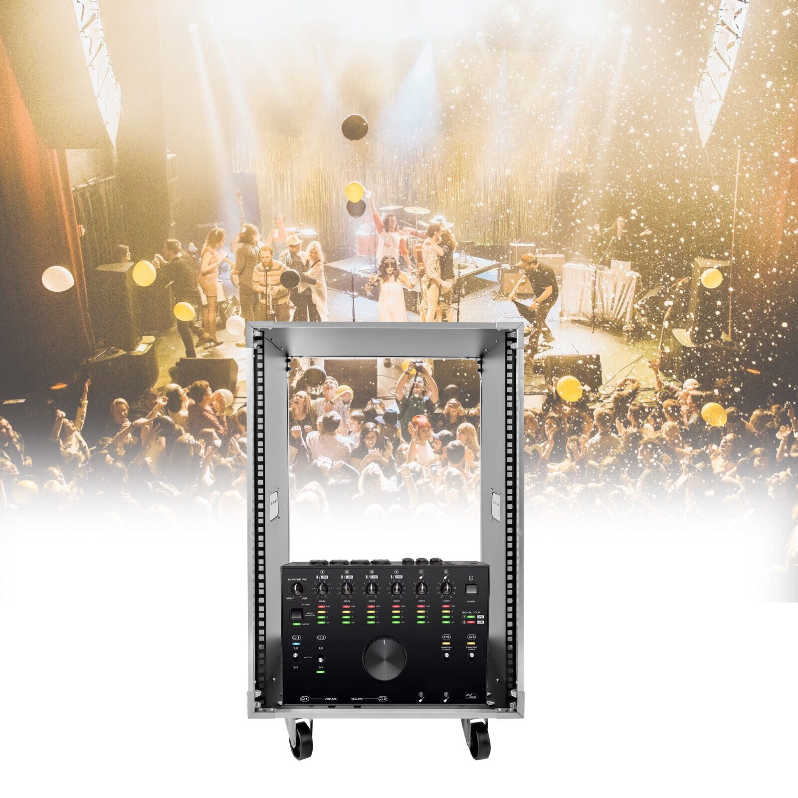 16U Portable Rolling Network Rack, Top and Bottom Cable Management 53* ...