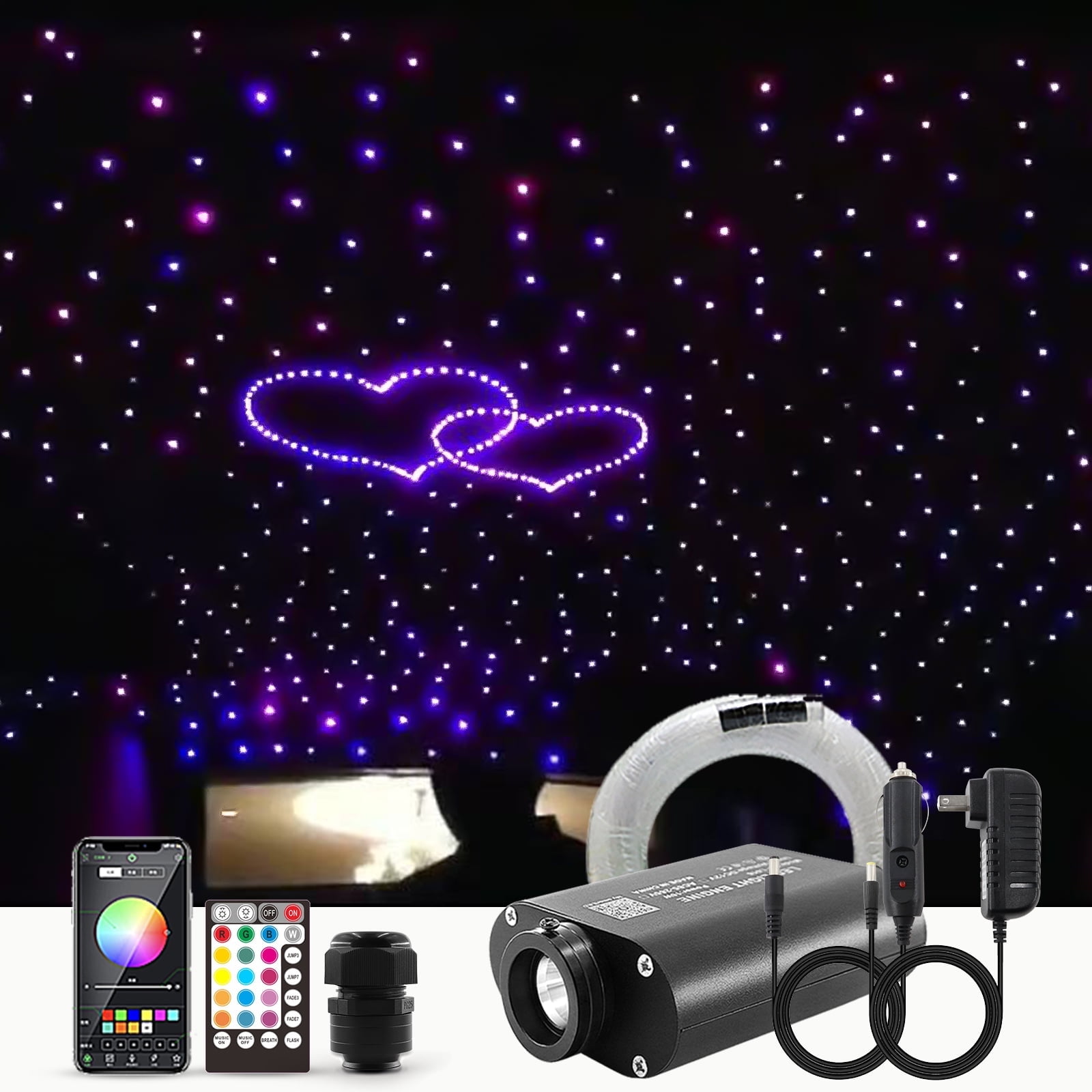 16W Fiber Optic Star Lights Kit Starlight Headliner Kit for Car Roof ...