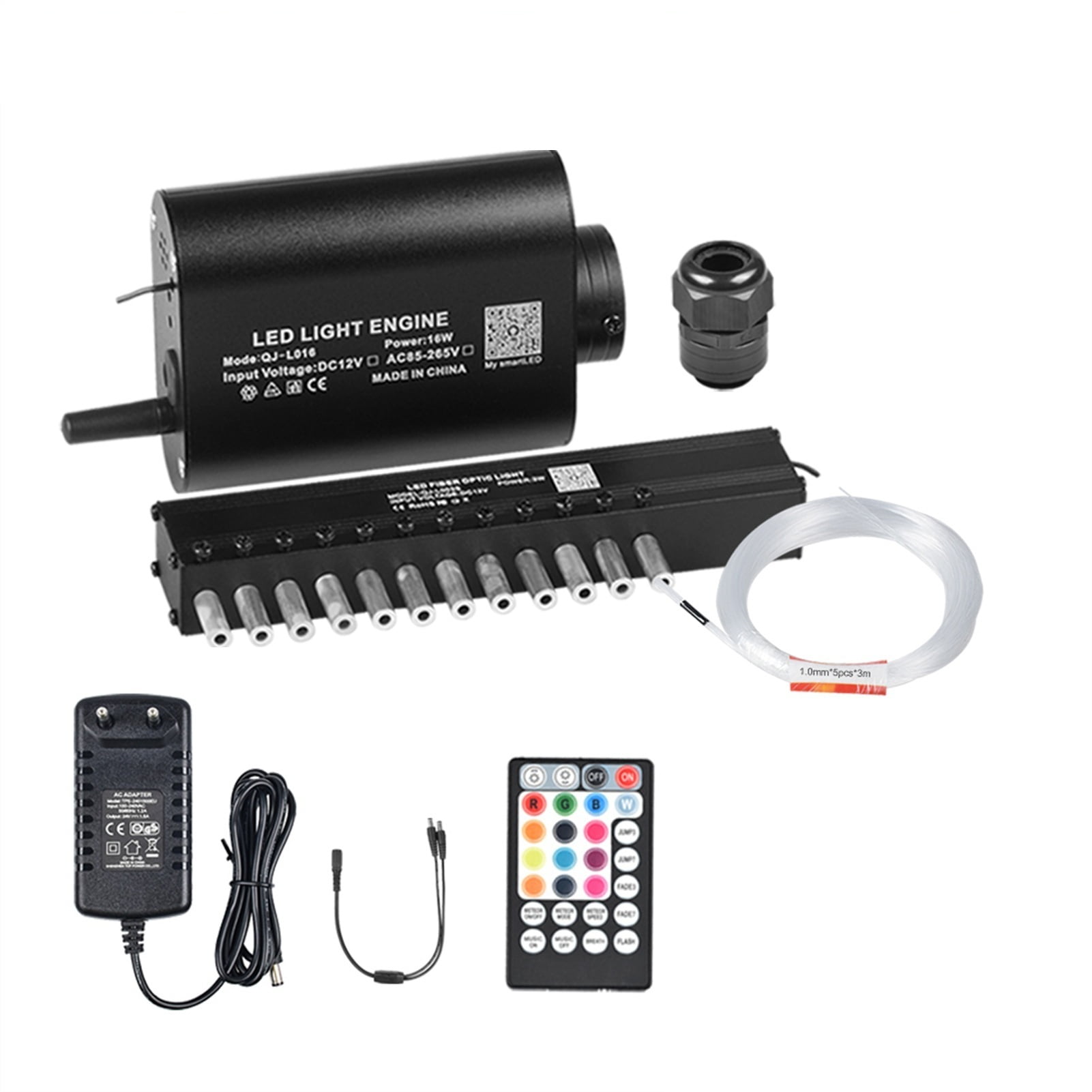 16W RGBW Bluetooth App Remote Control Fiber Optic Light Kit With 3W ...