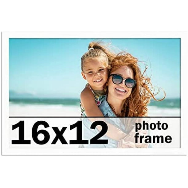 16X12 Frame White Solid Wood Picture Frame Includes UV Shatter Guard ...
