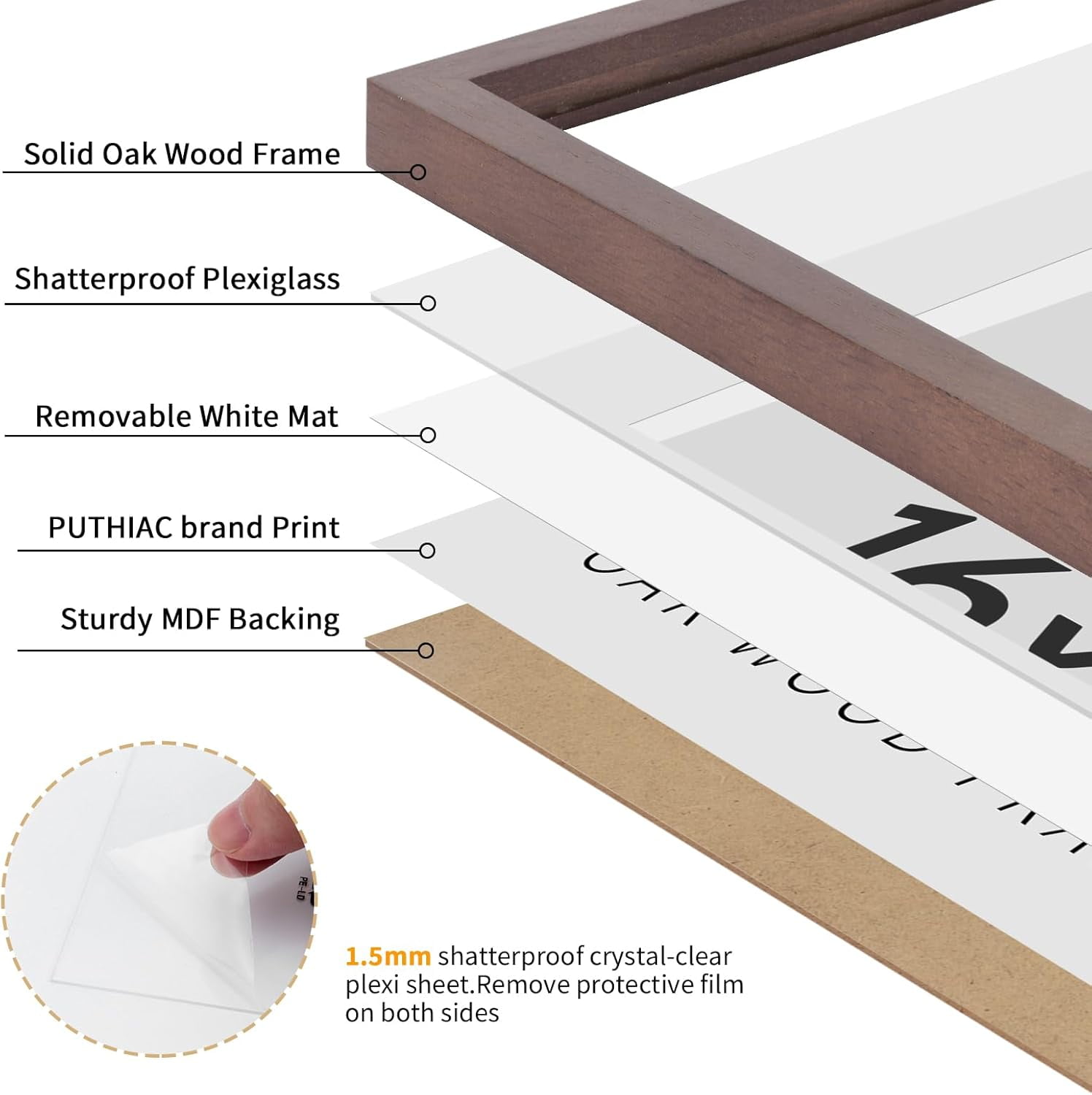 16X16 Walnut Picture Frames For Wall - Minimalist 16X16 Oak Wood Frames ...
