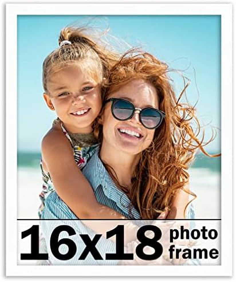 16X18 Frame White Solid Wood Picture Frame Includes UV Shatter Guard ...