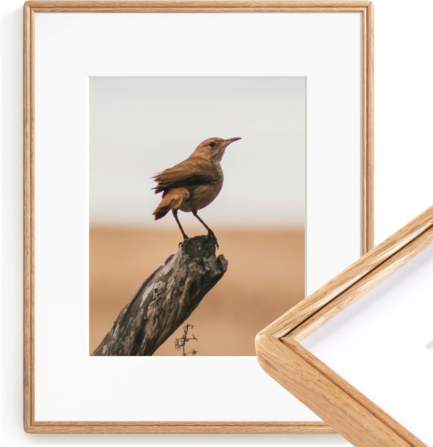 16X20 Picture Frame, Natural Solid Oak Wood Photo Frame with High ...