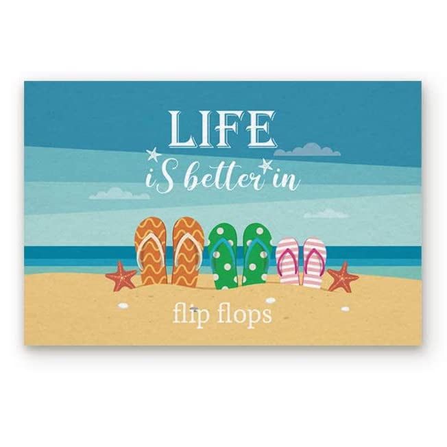 16X24 InchDoor Mat Ocean Beach Slippers Starfish Shell Life is Better ...
