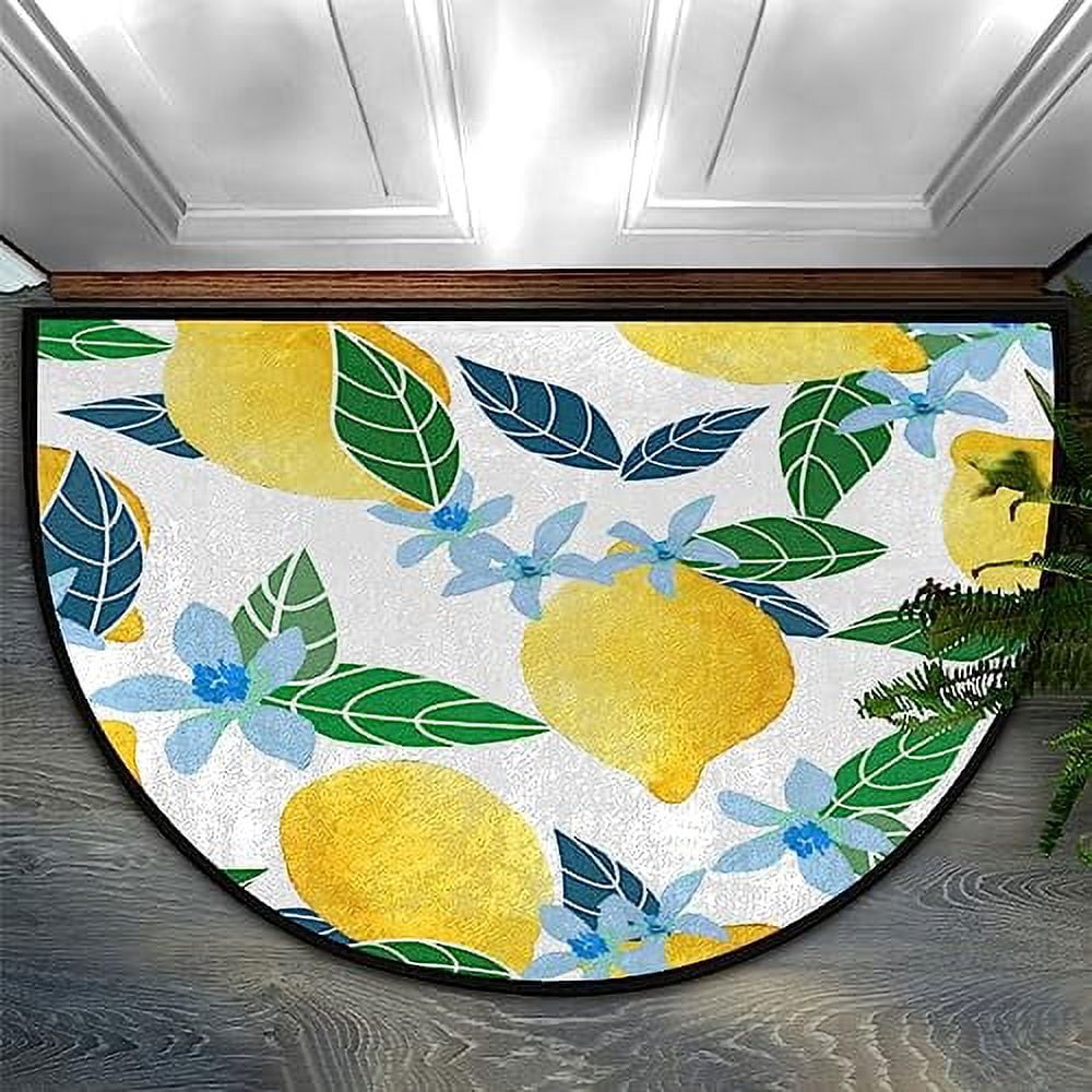 16X24 InchHalf Round Door Mat,Fruit Lemon Lime Flower Non Slip ...