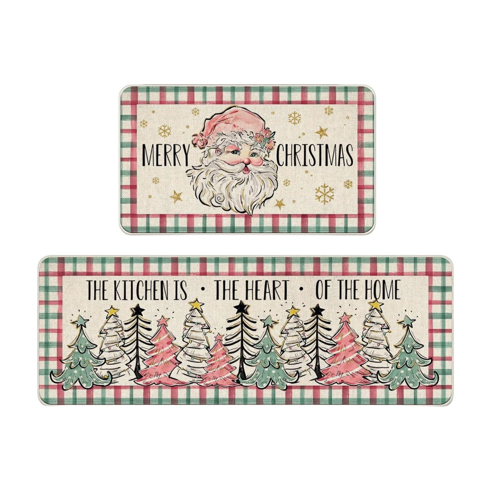 A 16X24 Inches + 16X47 Inches Christmas Decoration Floor Mat Set Non ...