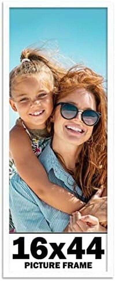 16X44 Frame White Solid Wood Picture Frame Includes UV Shatter Guard ...