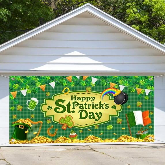 16X7 ft St Patricks Day Garage Door Cover Background Irish Flag Gold ...