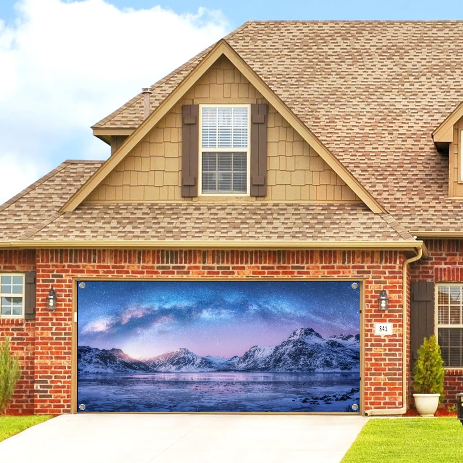 16X7 ft Winter Aurora Borealis Night Sky Garage Door Background Arctic ...
