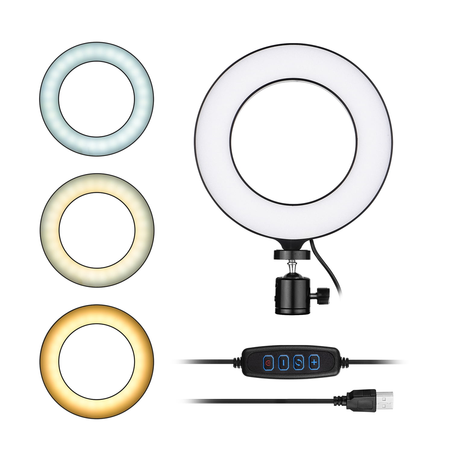 16cm/6inch Mini LED Ring Light Fill-in Lamp USB Powered 3 Lighting ...