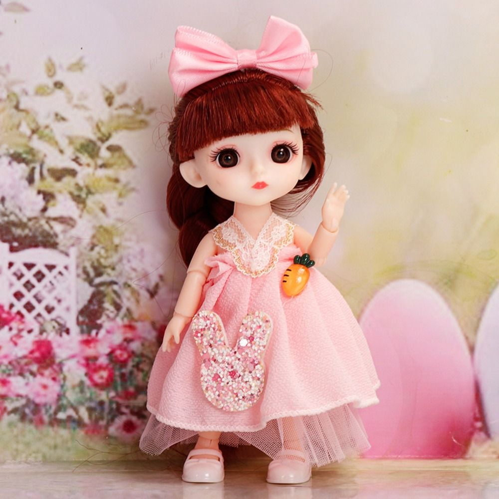 16cm Cute Face Big Eyes BJD Doll with Clothes and Shoes 1/12 Scale ...