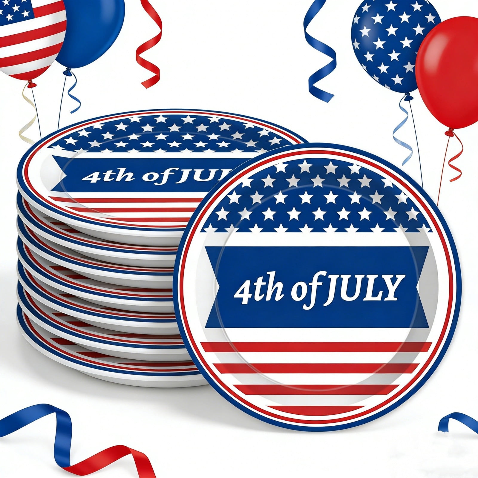 16ct 7in 4th of July Paper Plates, Disposable Patriotic Dinner Plates ...