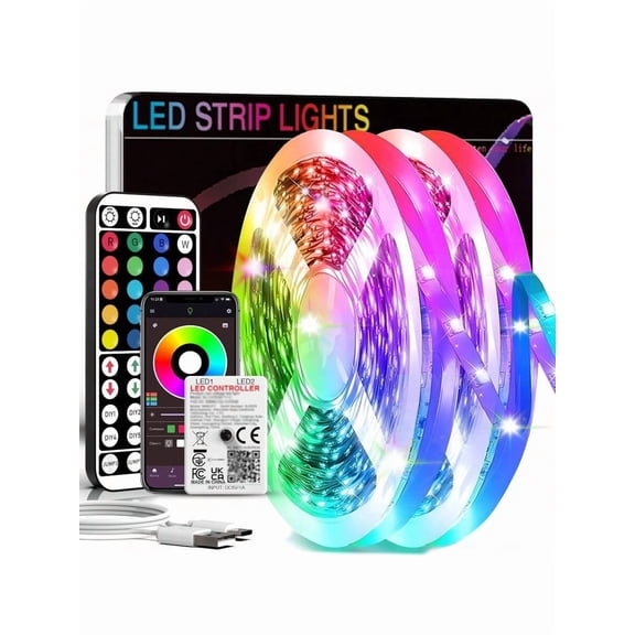 Led Lights for Bedroom 50ft, Waterproof Led Strip Lights with 44 Keys ...