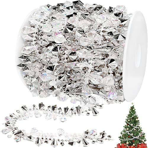 16ft Christmas Garland Christmas Tree Silver Bead Decor, Clear ...