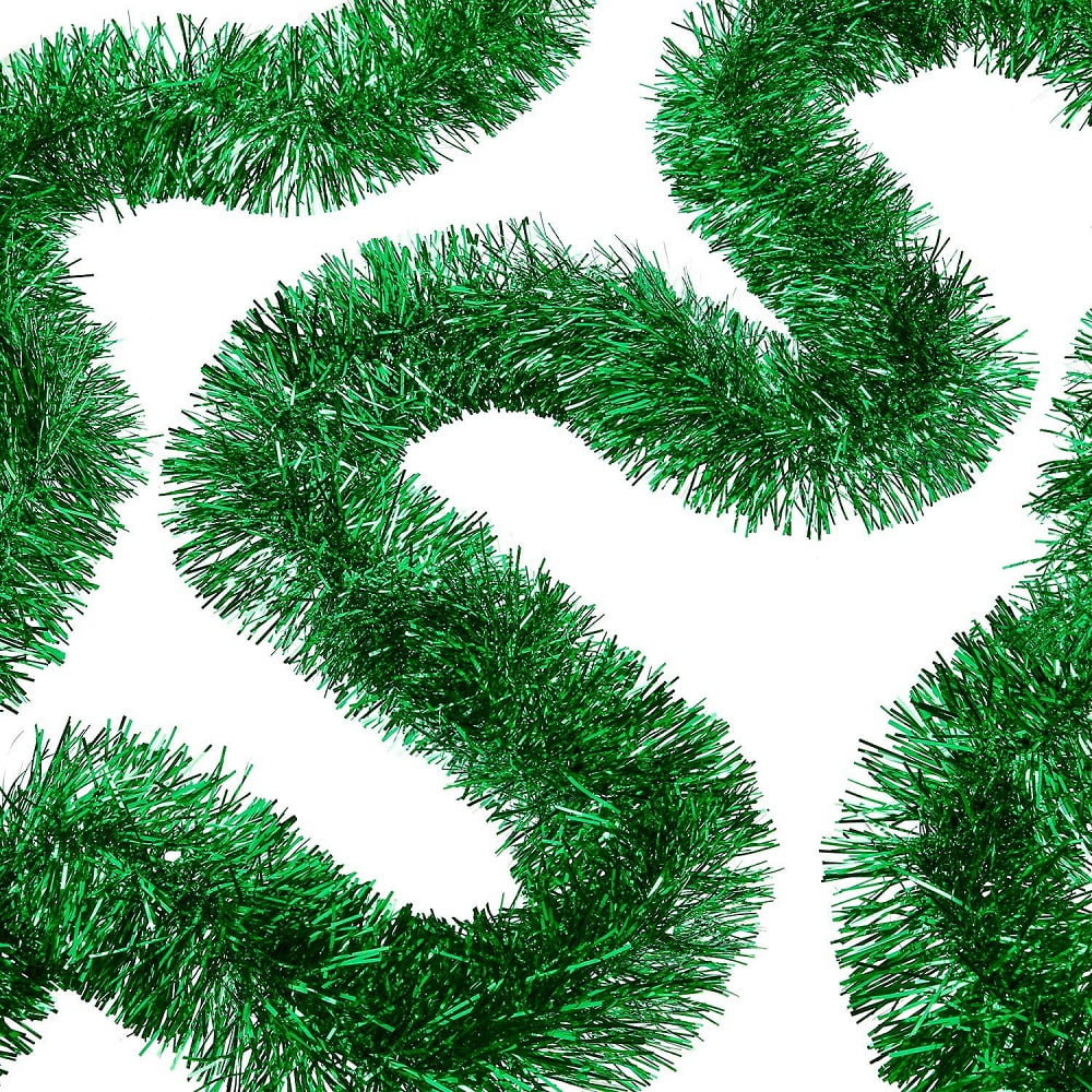 16ft Christmas Tinsel Garland, Reflections Snowy Sparkly Soft Tinsel ...