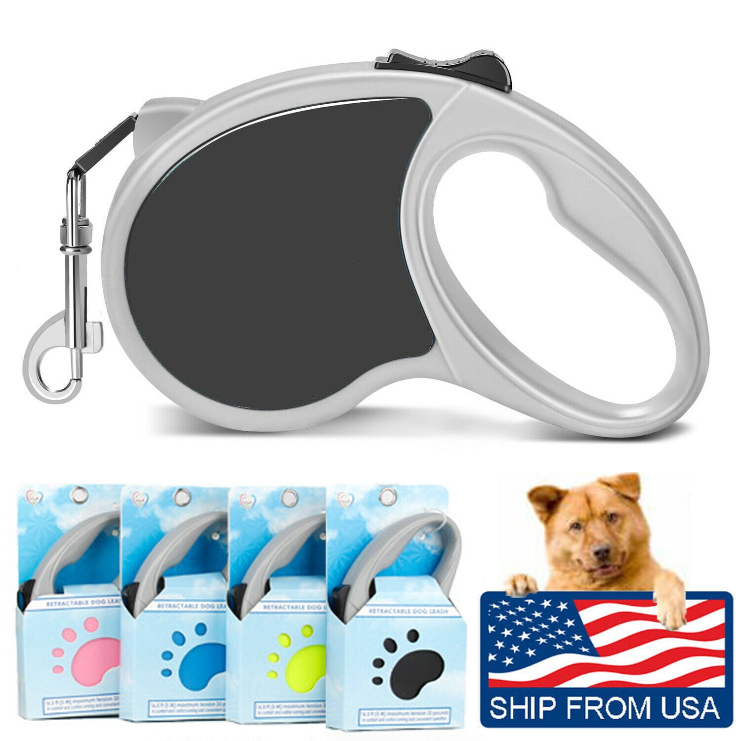 16ft Dog Leash, Retractable Pet Collar, Automatic Walking Lead Free ...