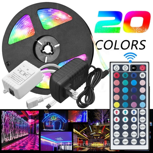 16ft LED Light Strip - 5M RGB 5050 Water-Resistant LED Strip Lights 44 ...