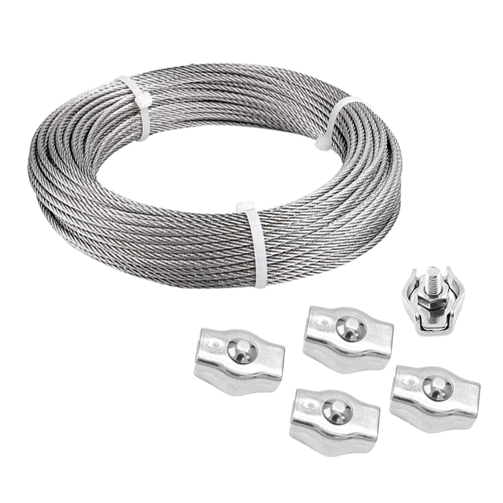 16ft Wire Rope 304 Stainless Steel Cable 1/8inch Wire Rope with M5 ...