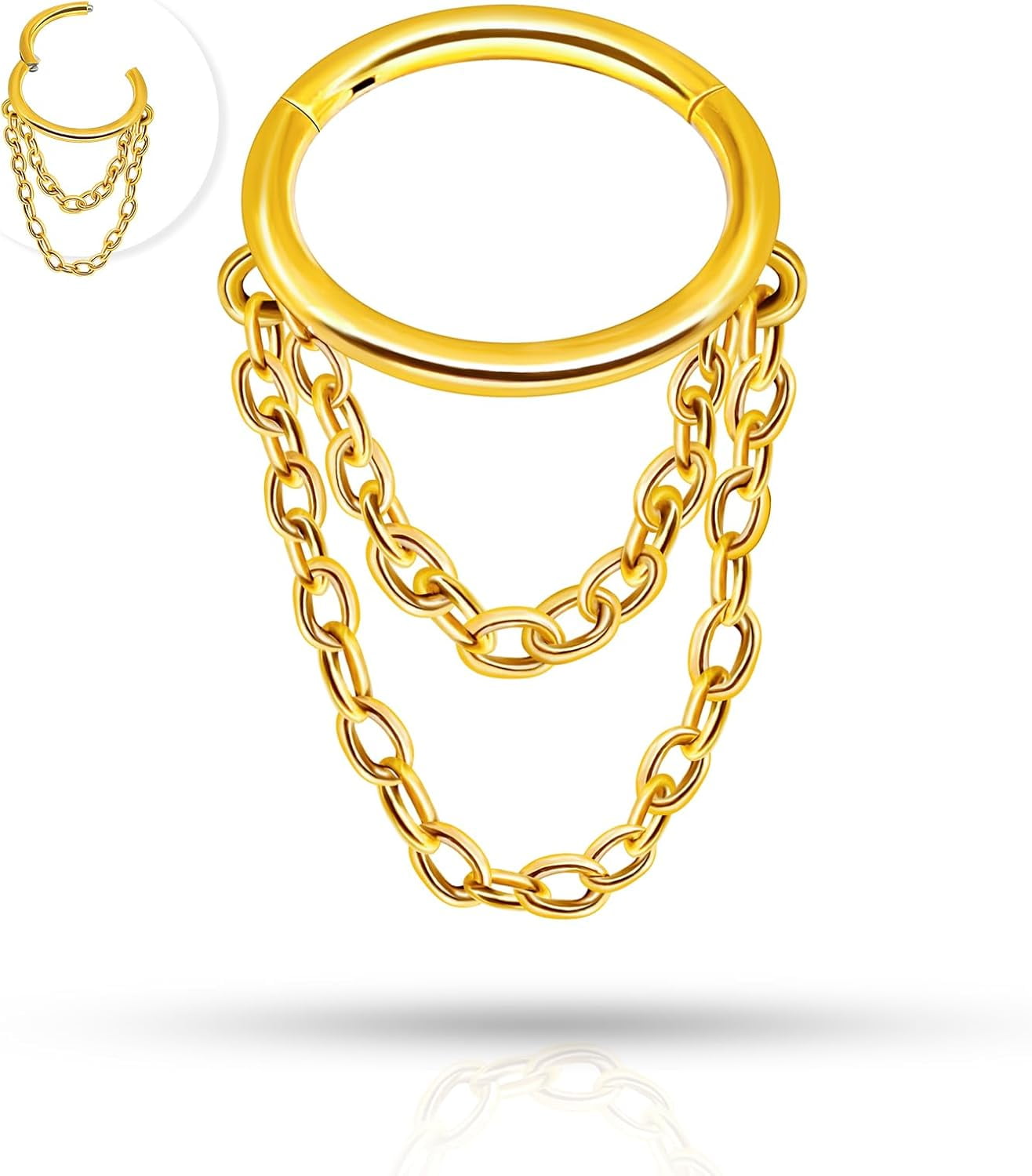 16g 18g Surgical Steel Cartilage Hoops with Chains Designs 6mm 8mm 10mm ...