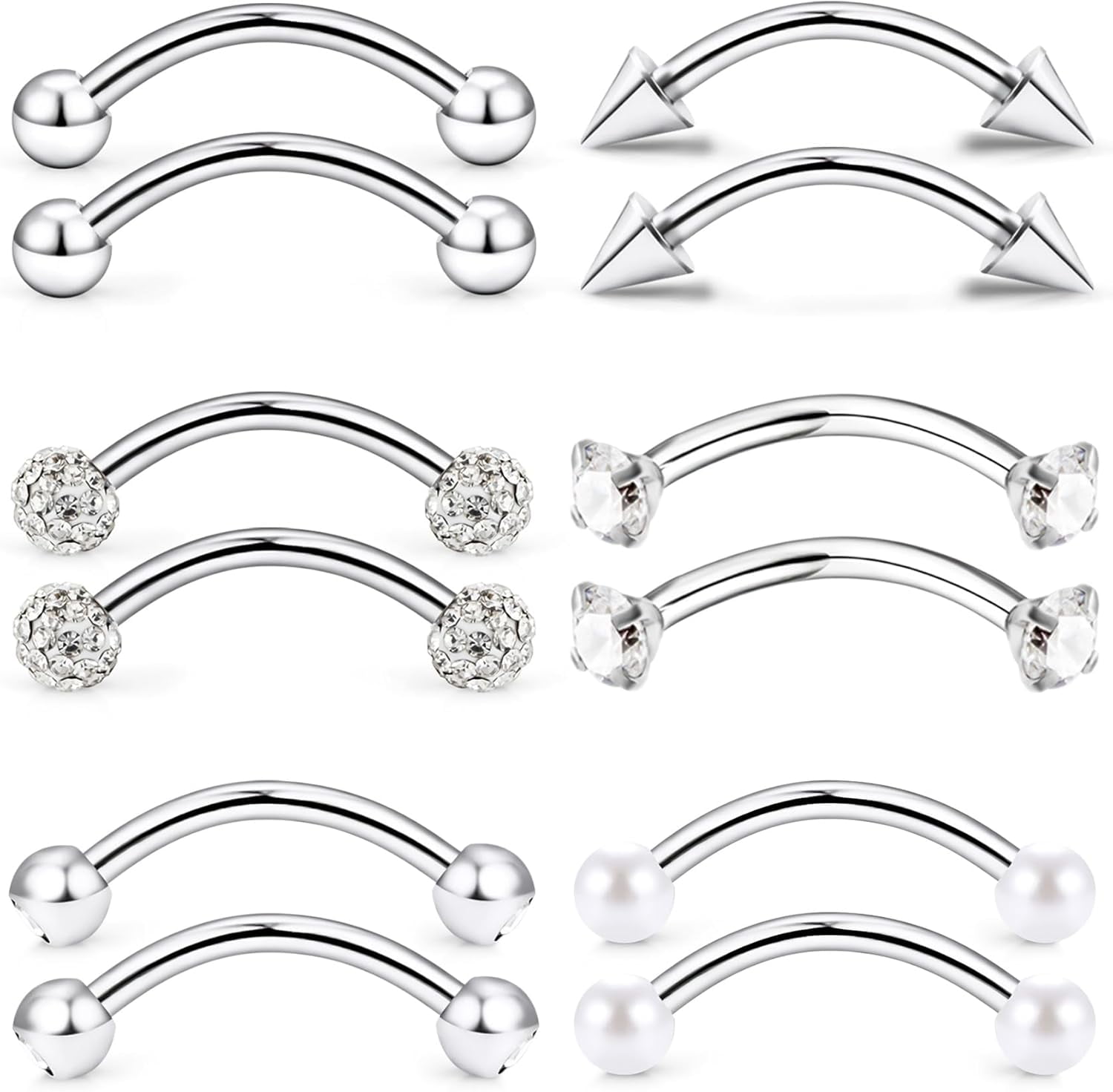16g 6/8/10mm Eyebrow//Tragus/Snug/Vertical-Labret/Tongue/Snake-Eyes ...