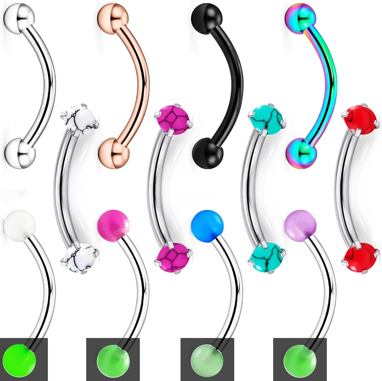 16g 8/10mm Eyebrow//Snug/Vertical-Labret/VCH/Snake-Eyes/Anti-Tragus ...