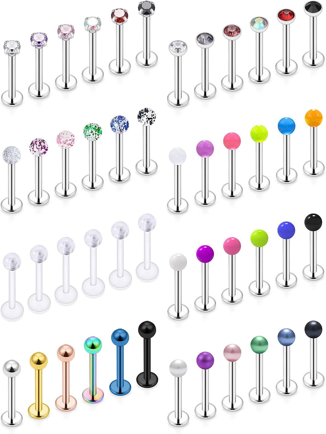 16g Lip Rings Labret Monroe Lip Rings Nail Tragus Helix Cartilage ...