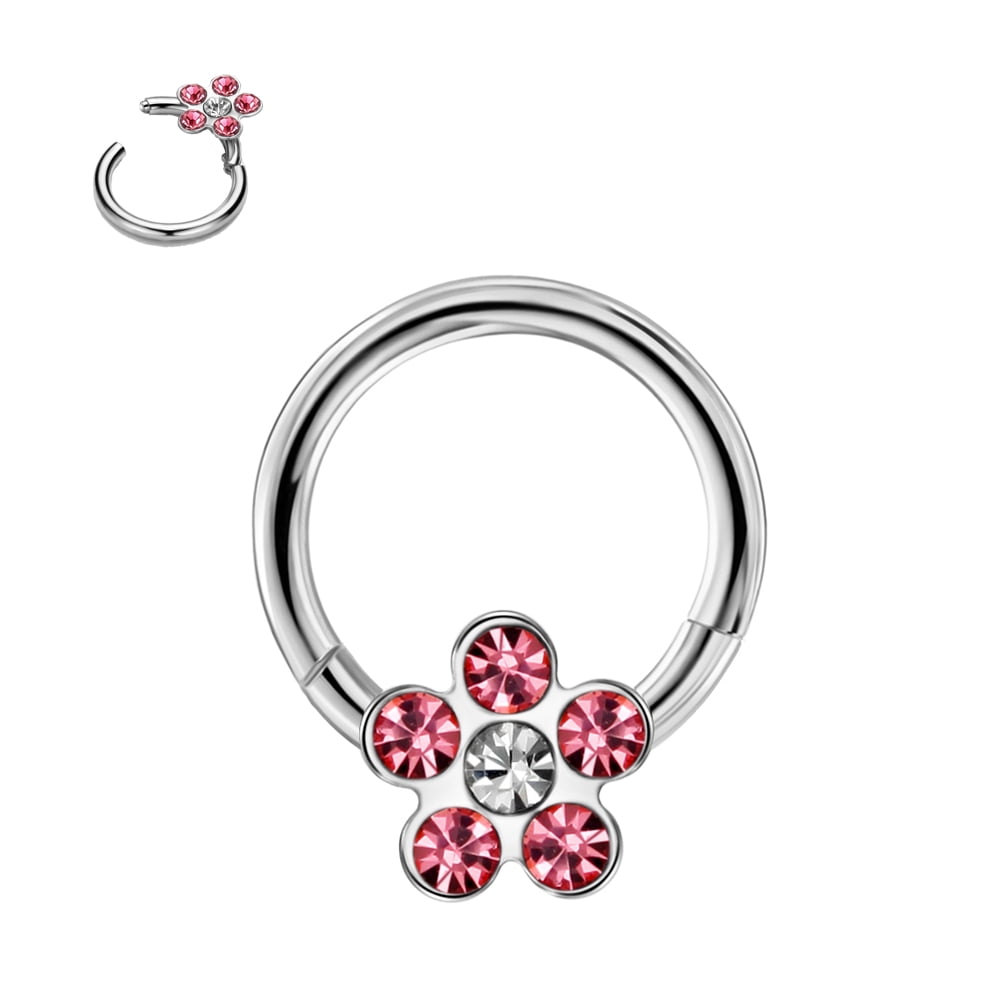 16g Septum Jewelry 16 Flower gauge Septum Rings for Women Silver ...