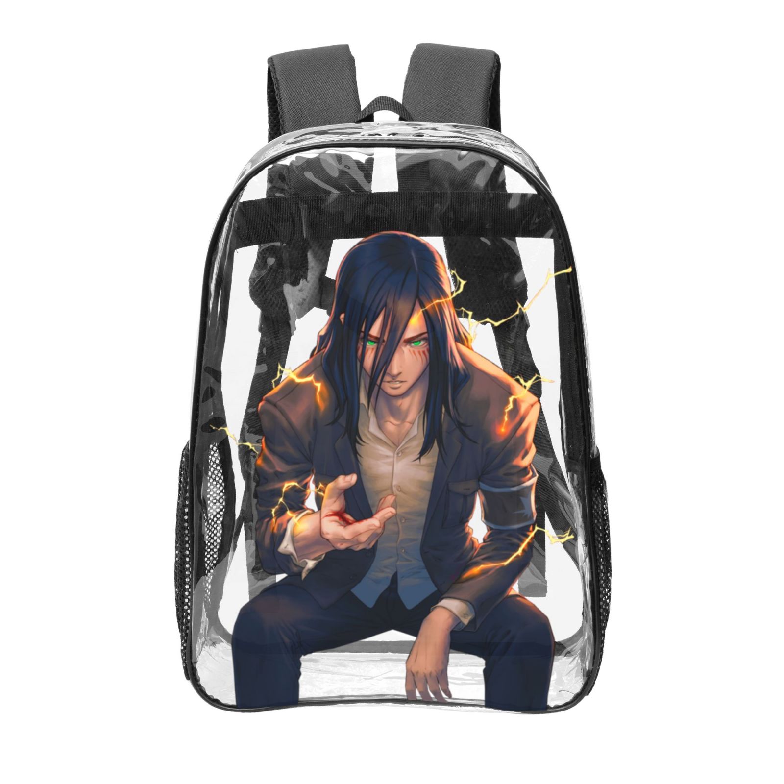 16in Attack On Titan Clear Backpack Pvc Cartoon Transparent Backpacks for Stadium Concerts Work ...