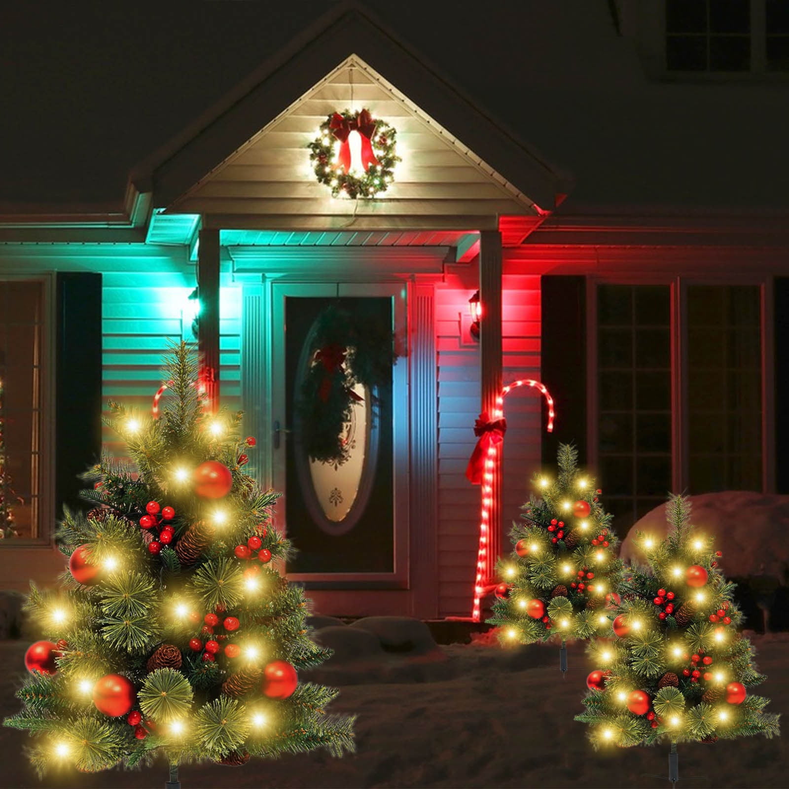 16in Prelit Christmas Urn Fillers (Set of 2) - Outdoor/Indoor LED ...