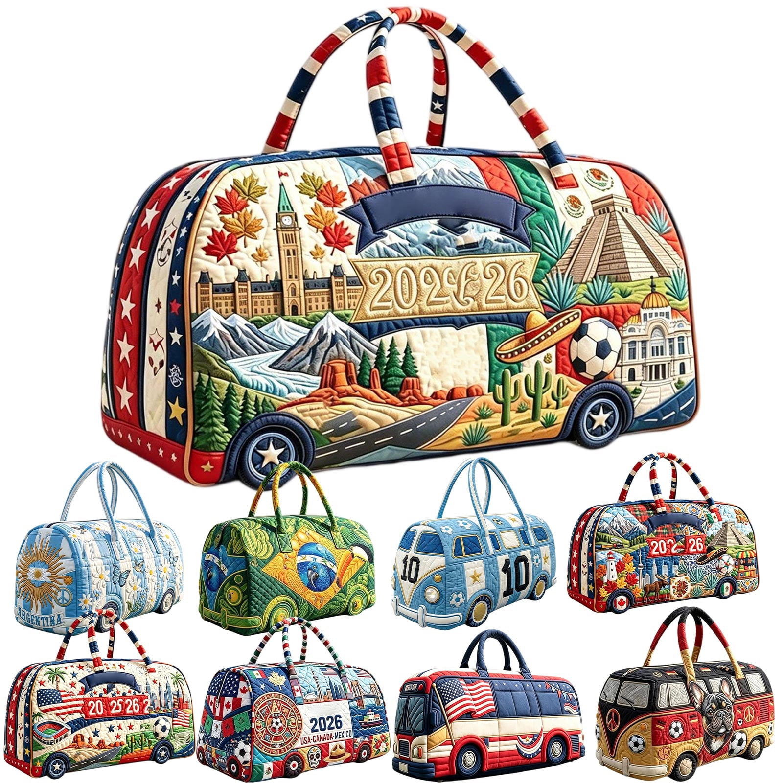 16in Quilted Weekender Travel Bag World Football Series – Hippie ...