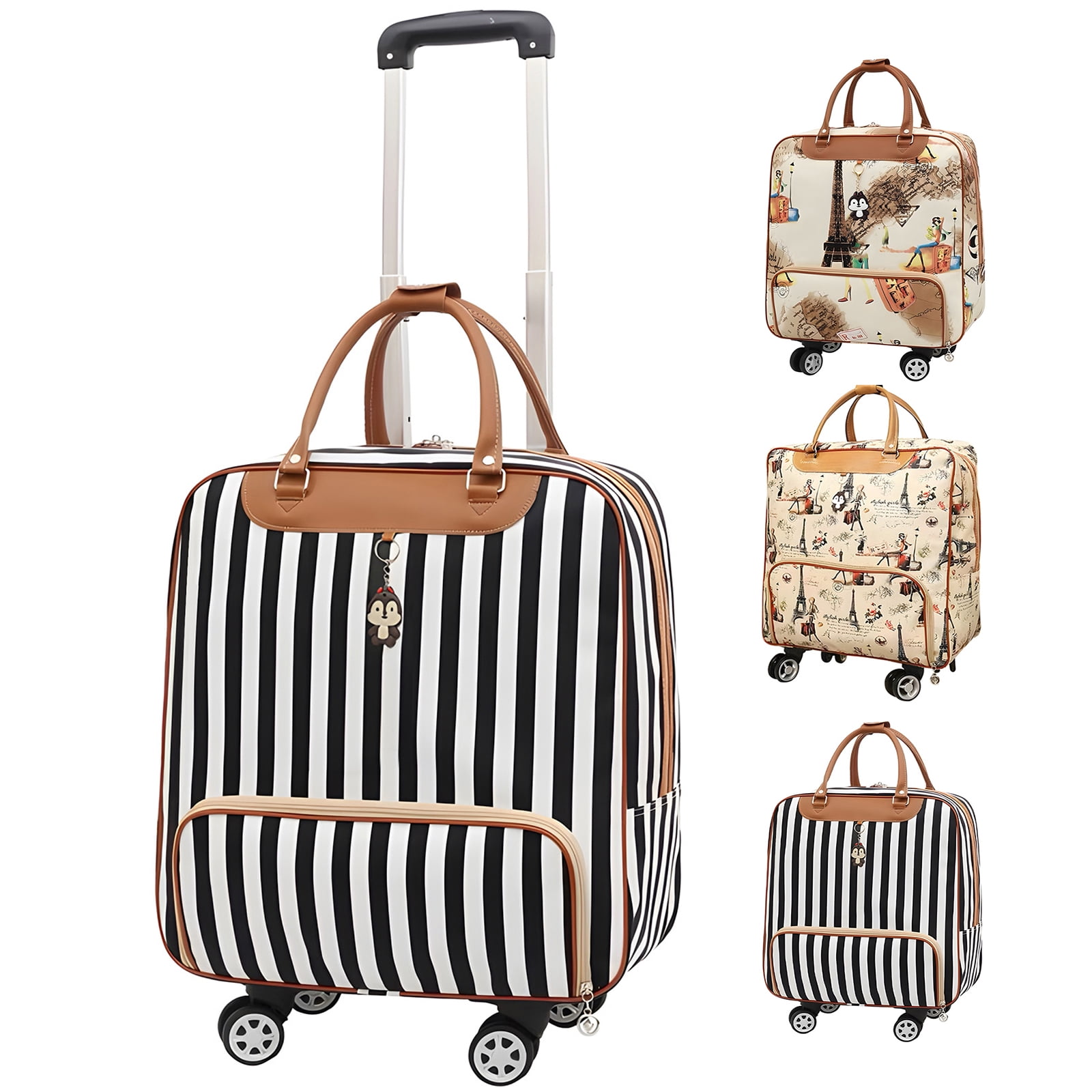 18in Rolling Suitcase Bag, with Adjustable & Detachable Handle, Wheeled ...