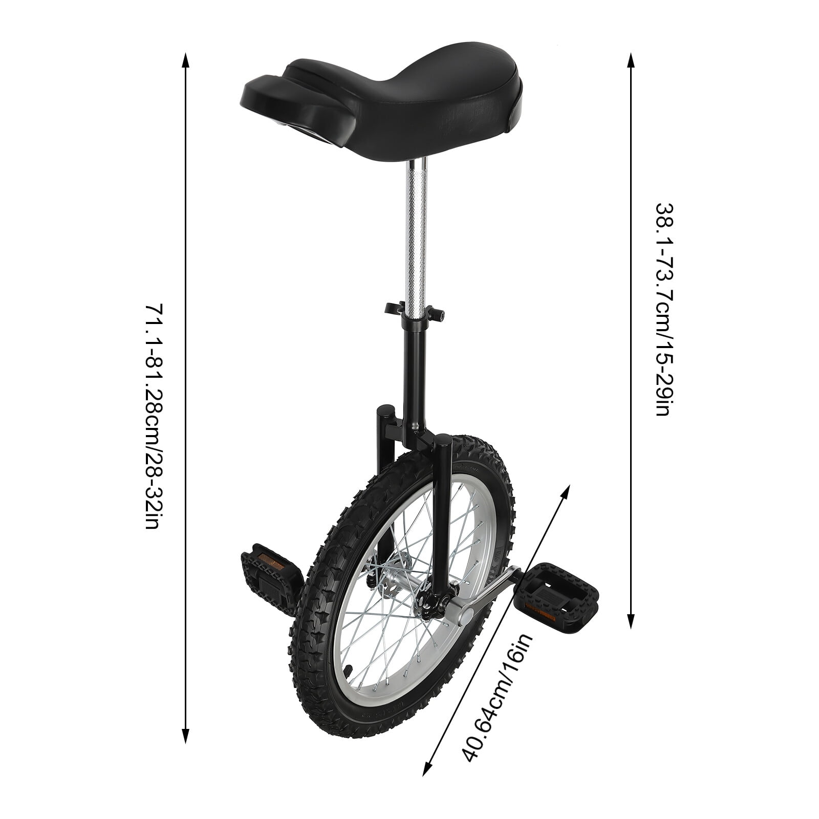 16in Wheel Unicycle Balance Training Bike Fitness Bicycle Adjustable ...