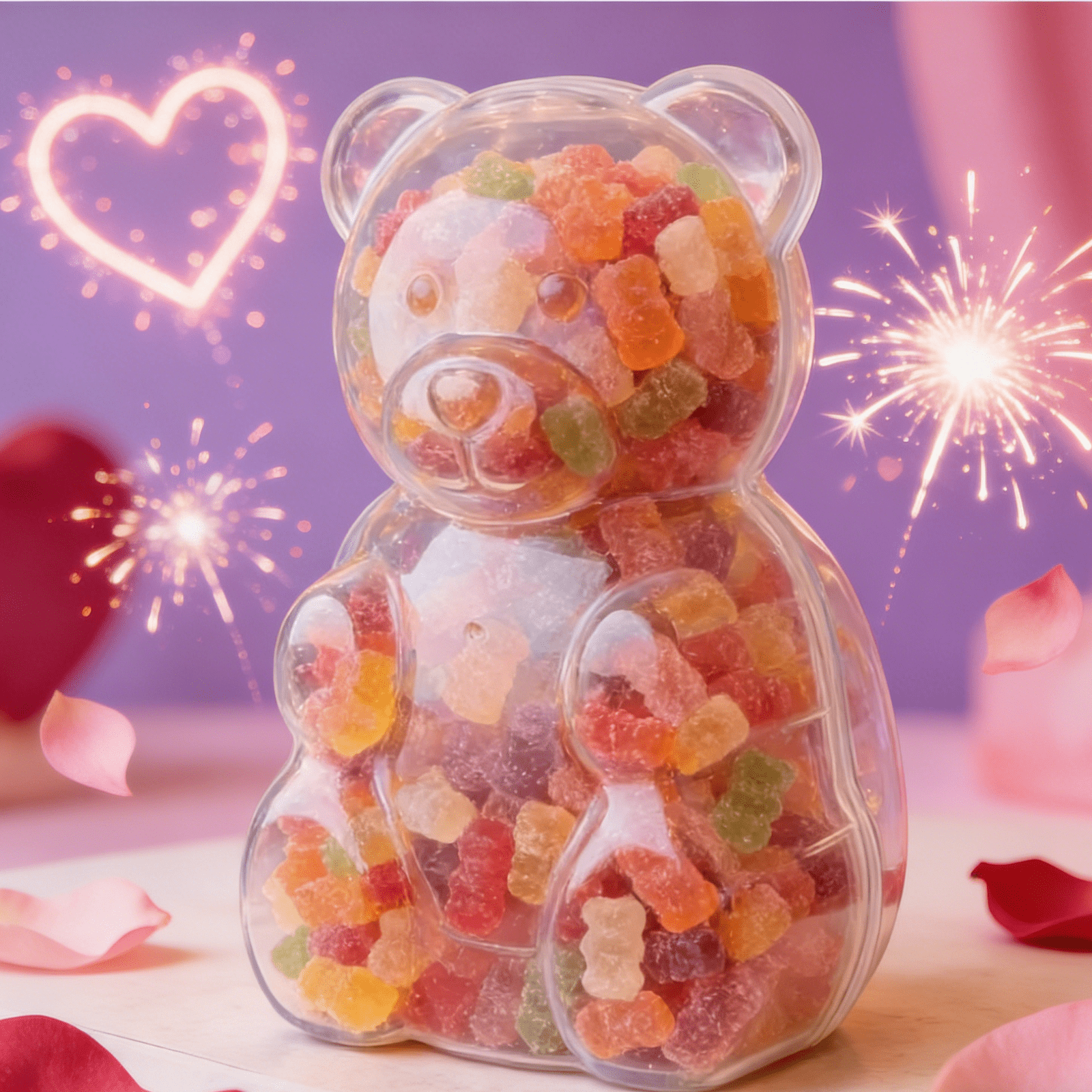 16inch Clear Plastic Gummy Bear Container - Cute Bear Shaped Gummy Bear ...