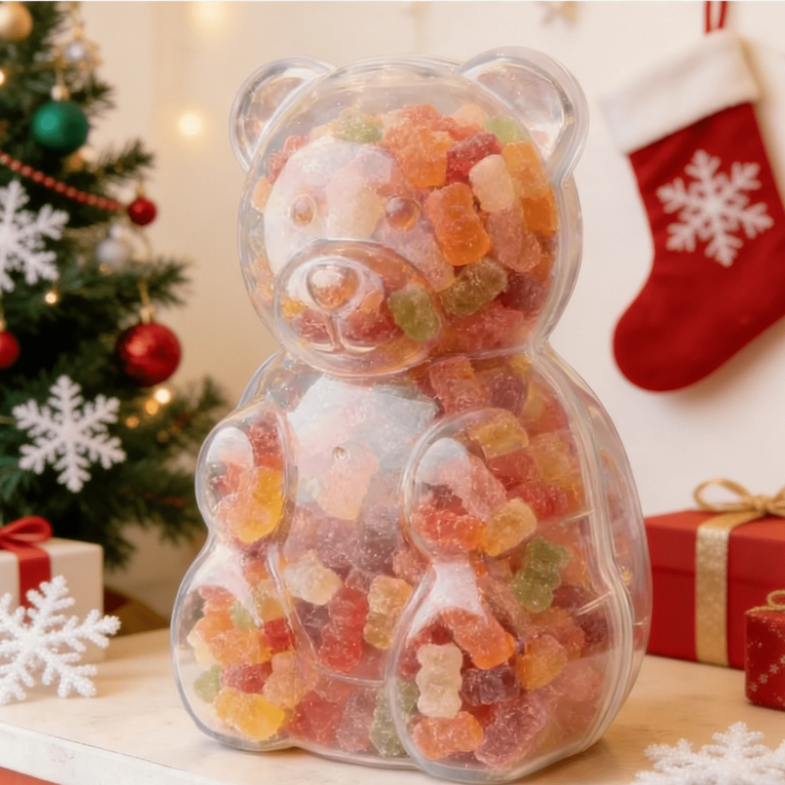 16inch Cute Gummy Bear Container - Clear Plastic Bear Shaped Gummy Bear ...