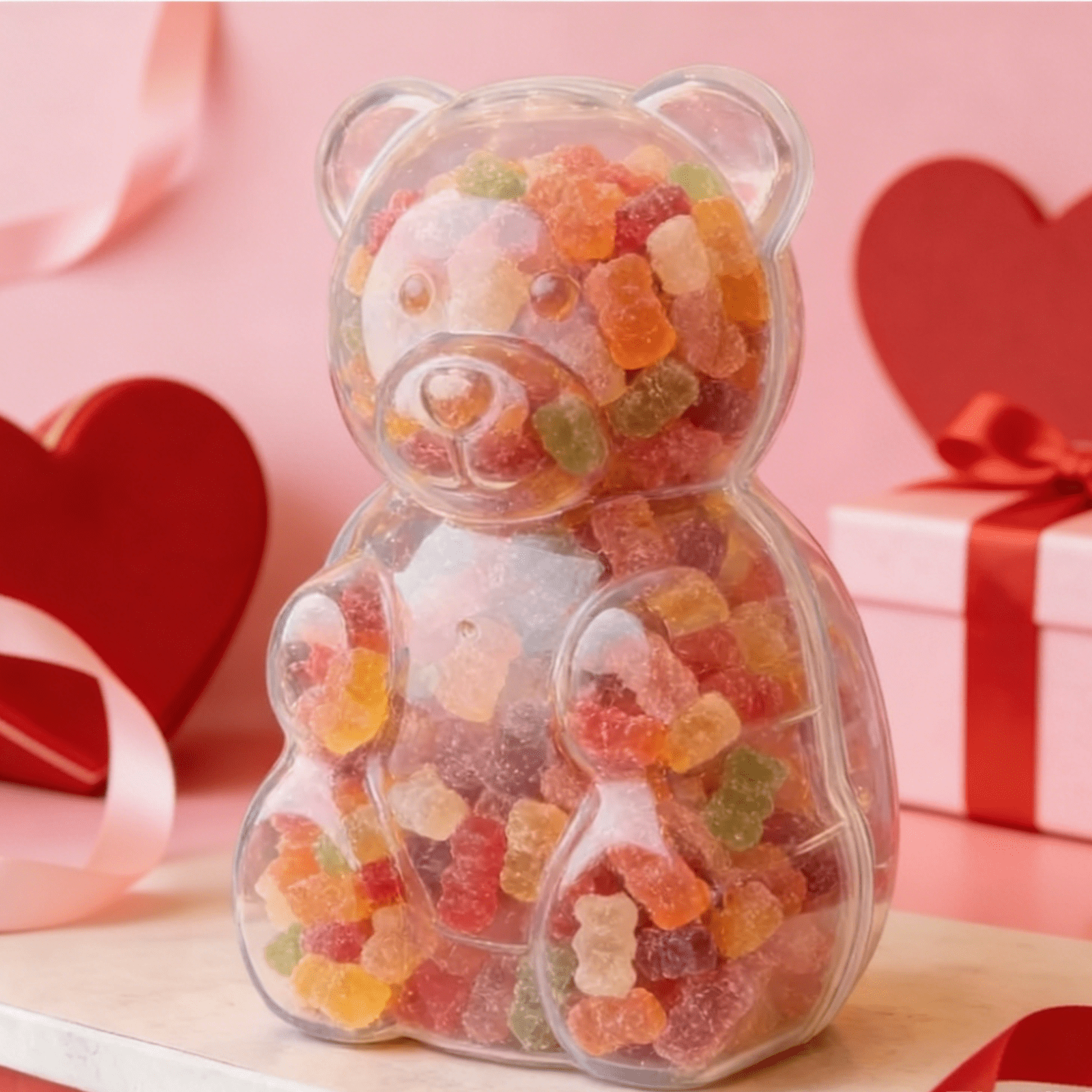 16inch Cute Gummy Bear Container - Clear Plastic Bear Shaped Gummy Bear ...