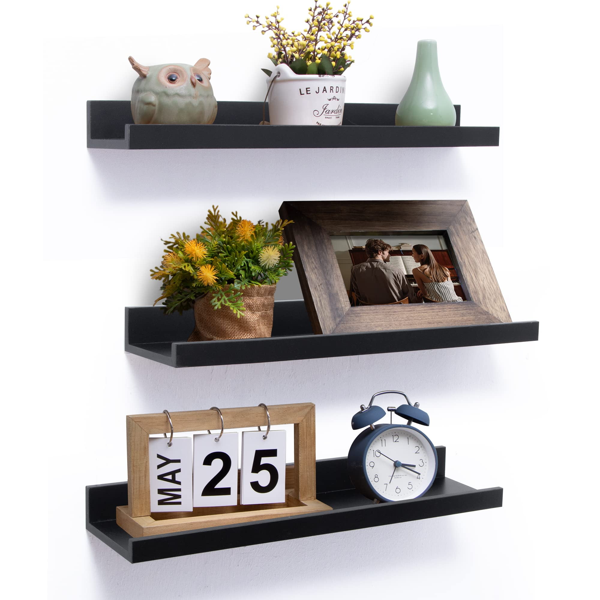 16inch Picture Ledge Shelf, Floating Shelves Wall Mounted Set of 3 ...