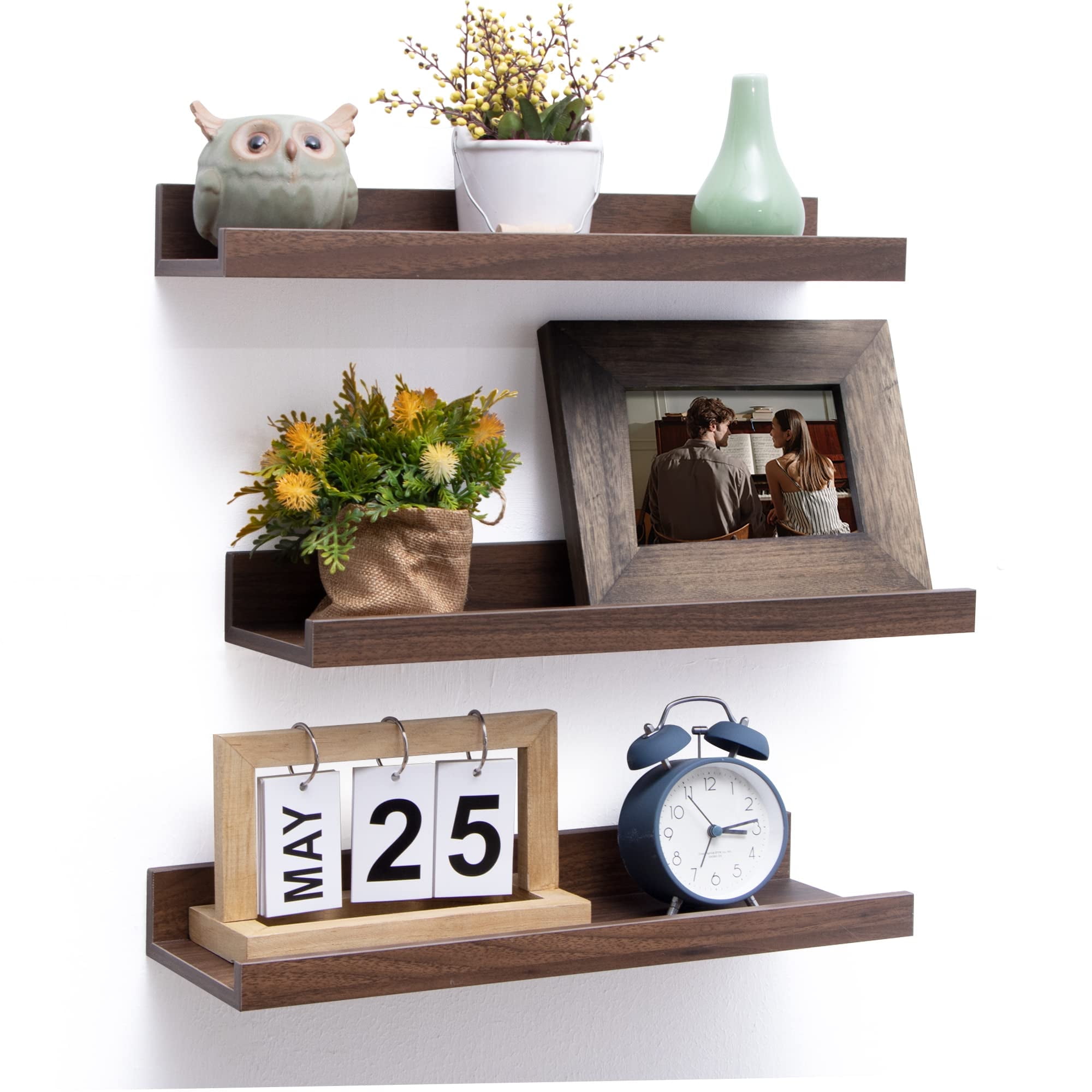 16inch Picture Ledge Shelf, Floating Shelves Wall Mounted Set of 3 ...