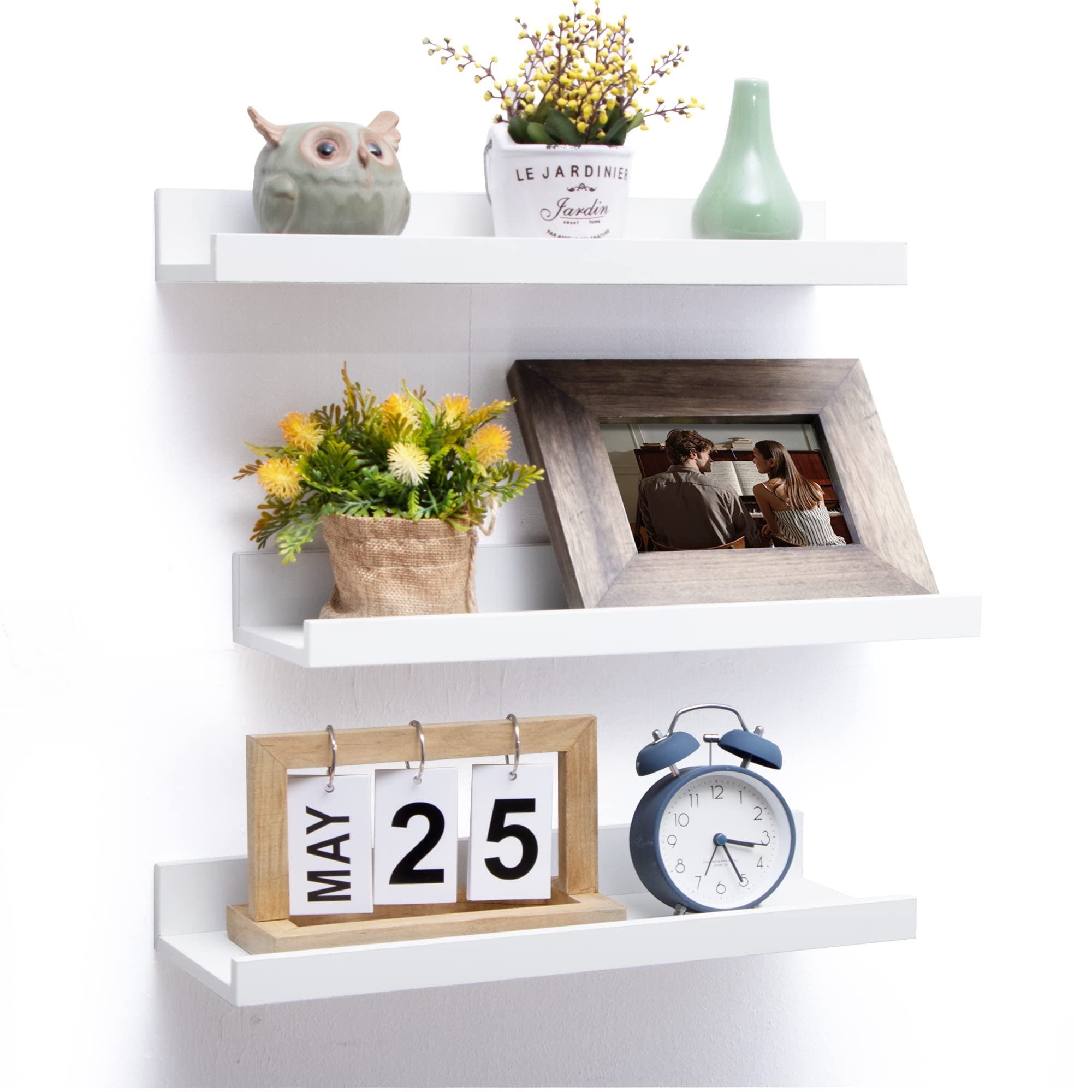 16inch Picture Ledge Shelf, Floating Shelves Wall Mounted Set of 3 ...