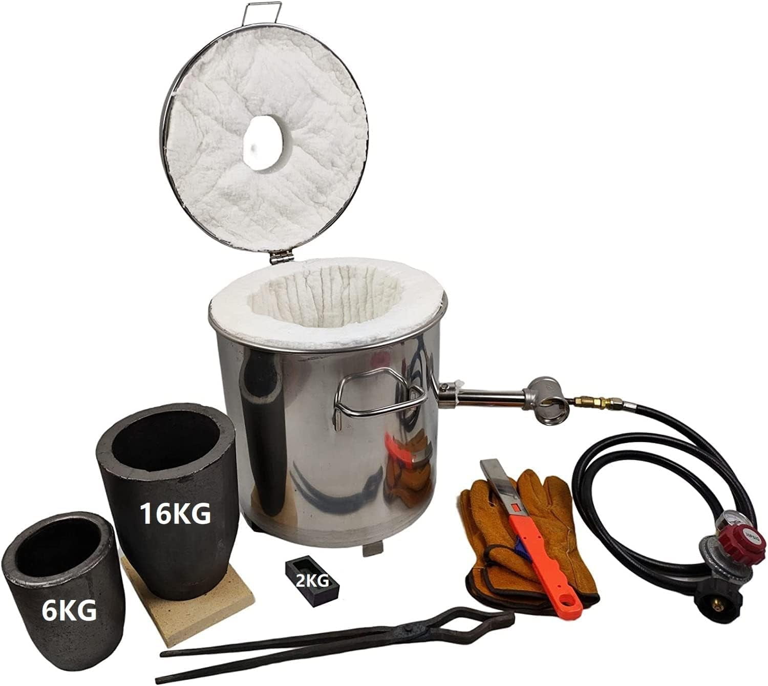 16kg/35lbs Gas Metal Melting Furnace with 2 Crucibles Foundry Casting ...