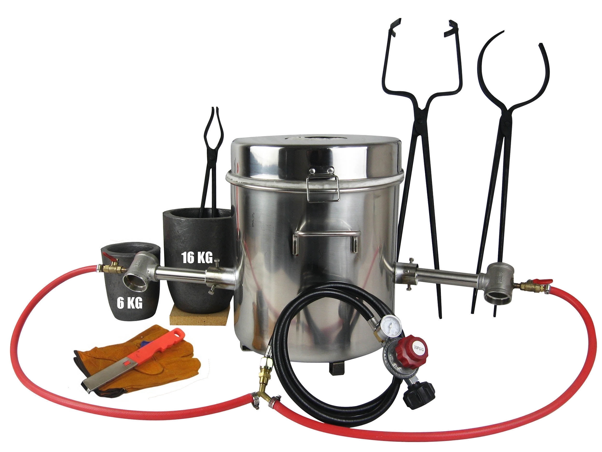 16kg Propane Smelting Furnace Kit with Large Crucible Tongs, Stainless ...