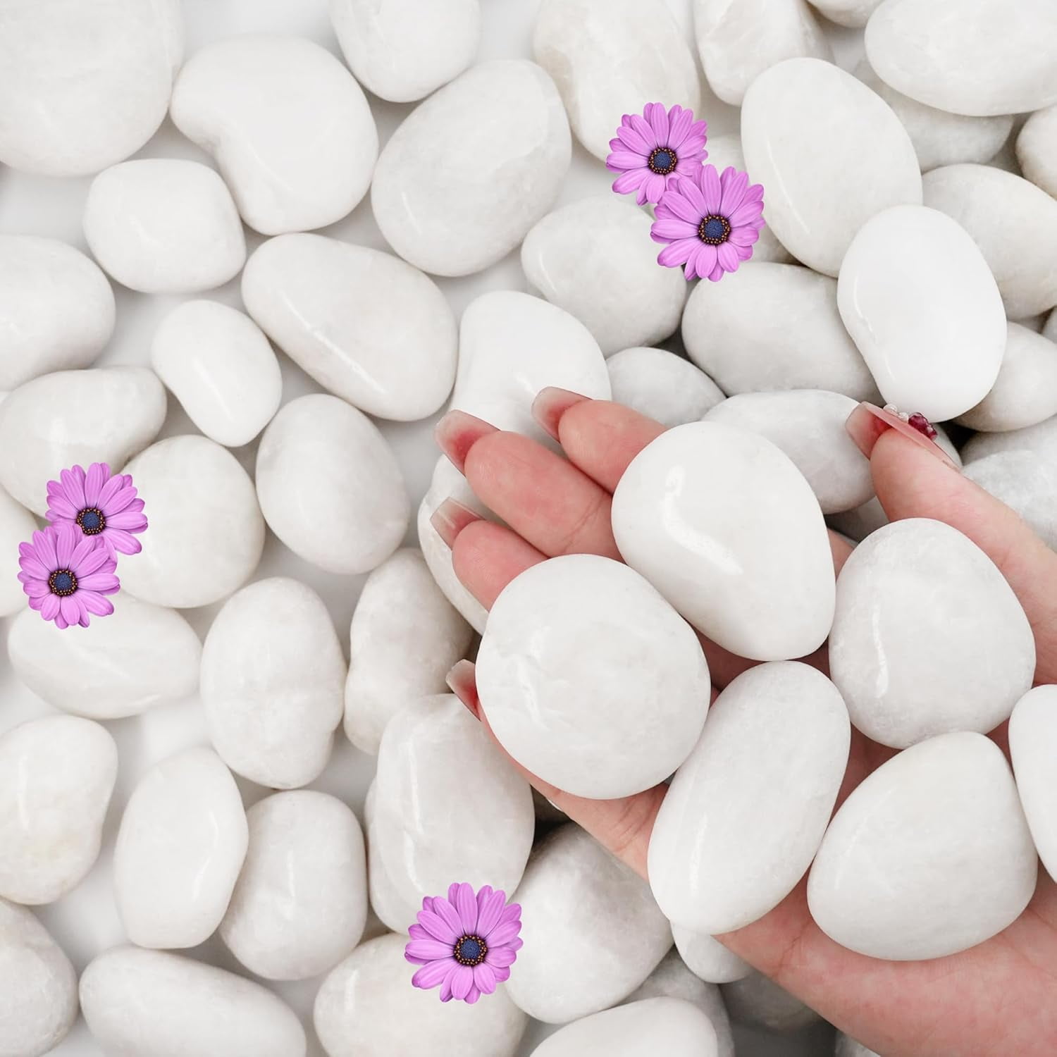 16lb White River Rocks for Outdoor Landscaping, 1-2 Inch Pebbles for ...