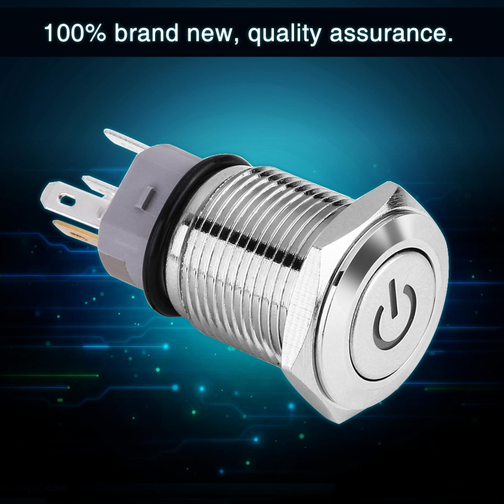 16mm 12V Blue LED Metal Push Button Toggle Switch Socket Plug for Car ...