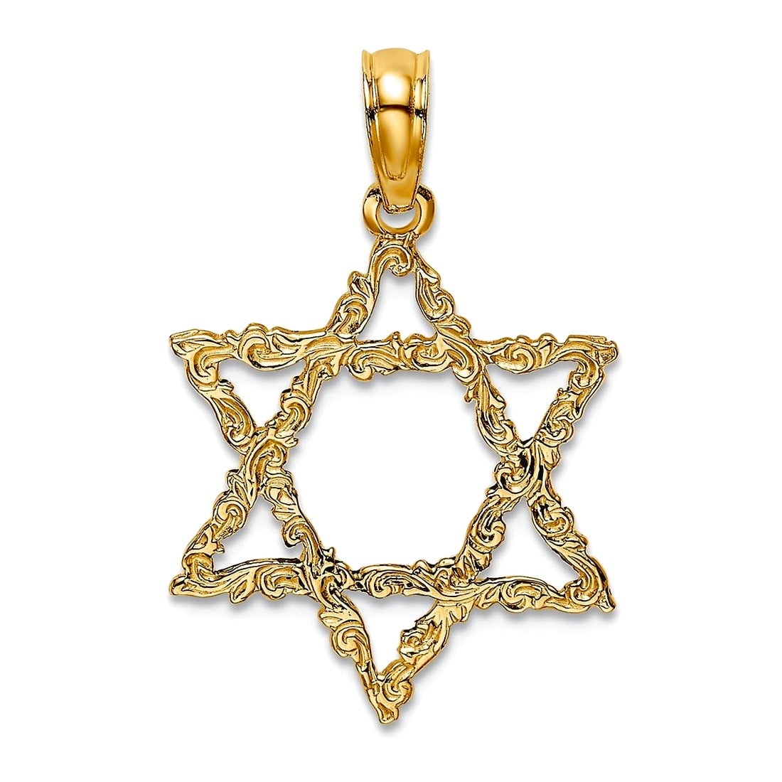 16mm 14k Gold Religious Judaica Star of David With Scroll Design Jewish ...