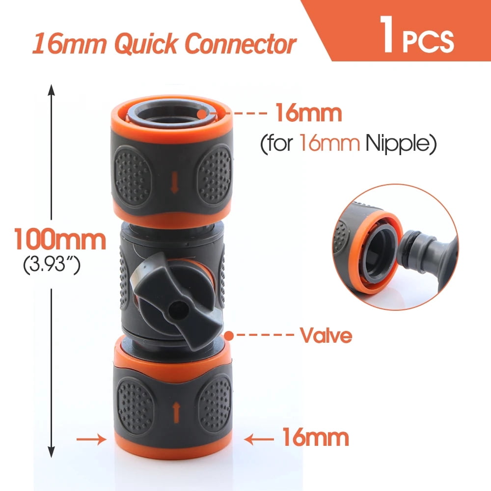 16mm Ball Valve Hose Adapter Quick Connector Coupling Joint Extender ...
